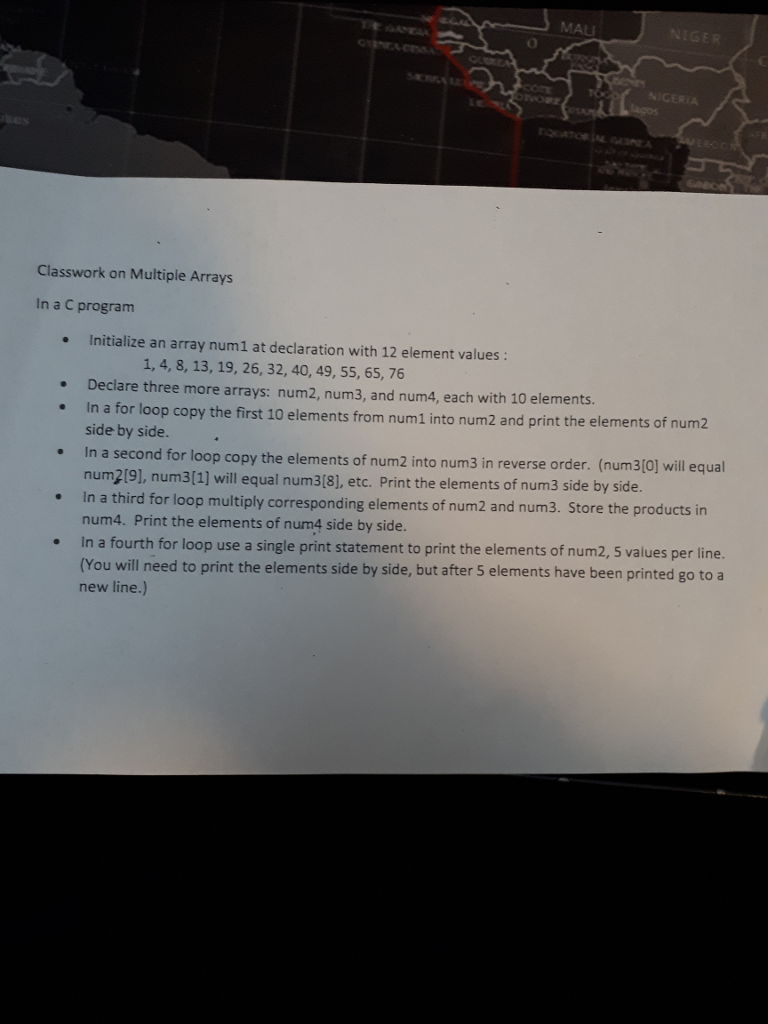 Solved MAL Classwork on Multiple Arrays In a C program . | Chegg.com