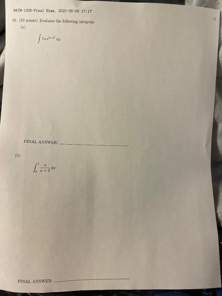 Solved MATH-1325-Final Exam, 2021-05-06 17:17 16. (10 | Chegg.com