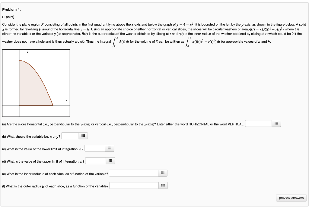 Solved Problem 4. (1 point) Consider the plane region P | Chegg.com