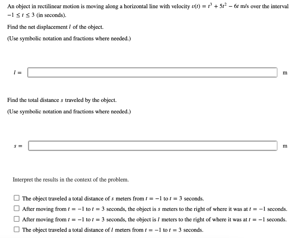 Solved An object in rectilinear motion is moving along a | Chegg.com
