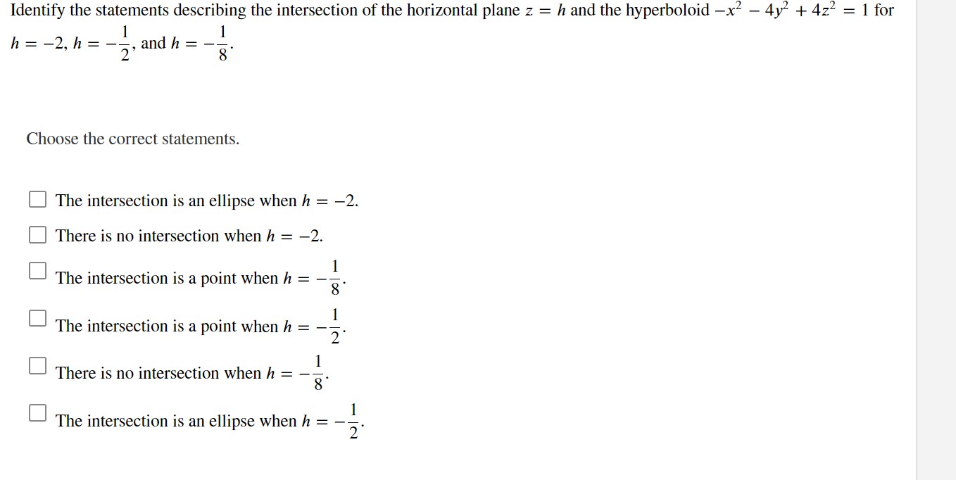 Solved Identify the statements describing the intersection | Chegg.com