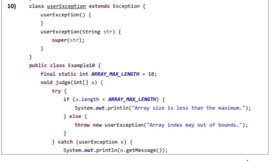 Solved 10) class userException extends Exception { | Chegg.com