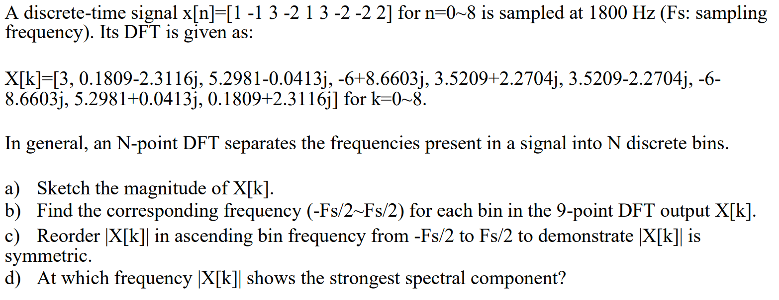 Solved frequency). Its DFT is given as: | Chegg.com