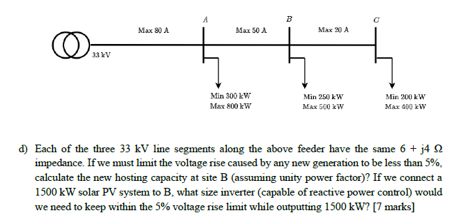 Each of the three 33kV line segments along the above | Chegg.com