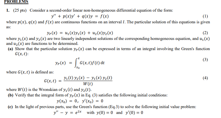 Solved PROBLEMS(25 pts) ﻿Consider a second-order linear | Chegg.com