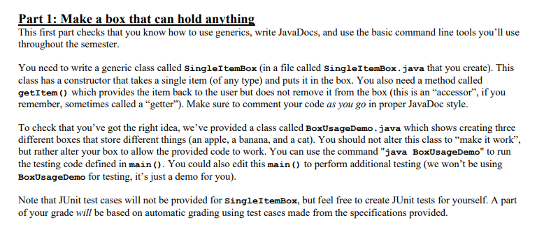 Solved Part 1: Make a box that can hold anything This first | Chegg.com