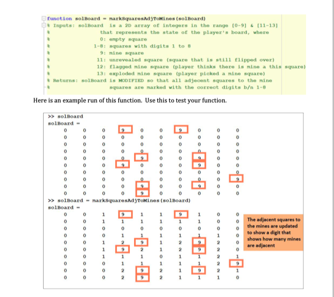 Solved Matlab Minesweeper Function Solboard
