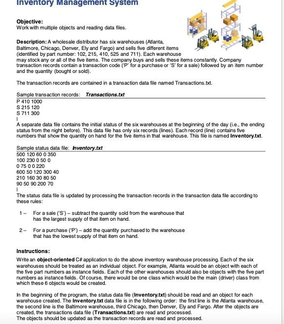Solved Inventory Management System Objective Work with | Chegg.com