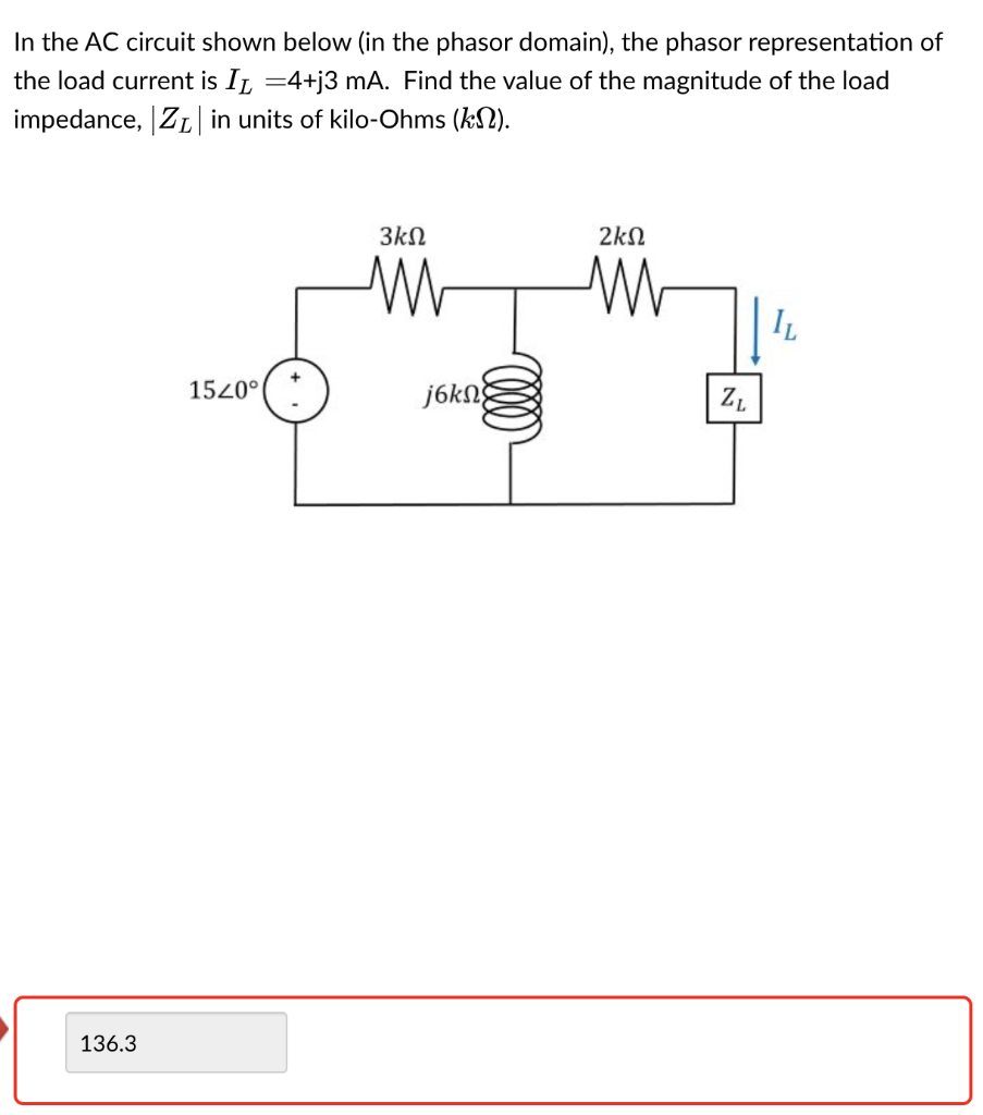 Solved In the AC circuit shown below (in the phasor domain), | Chegg.com