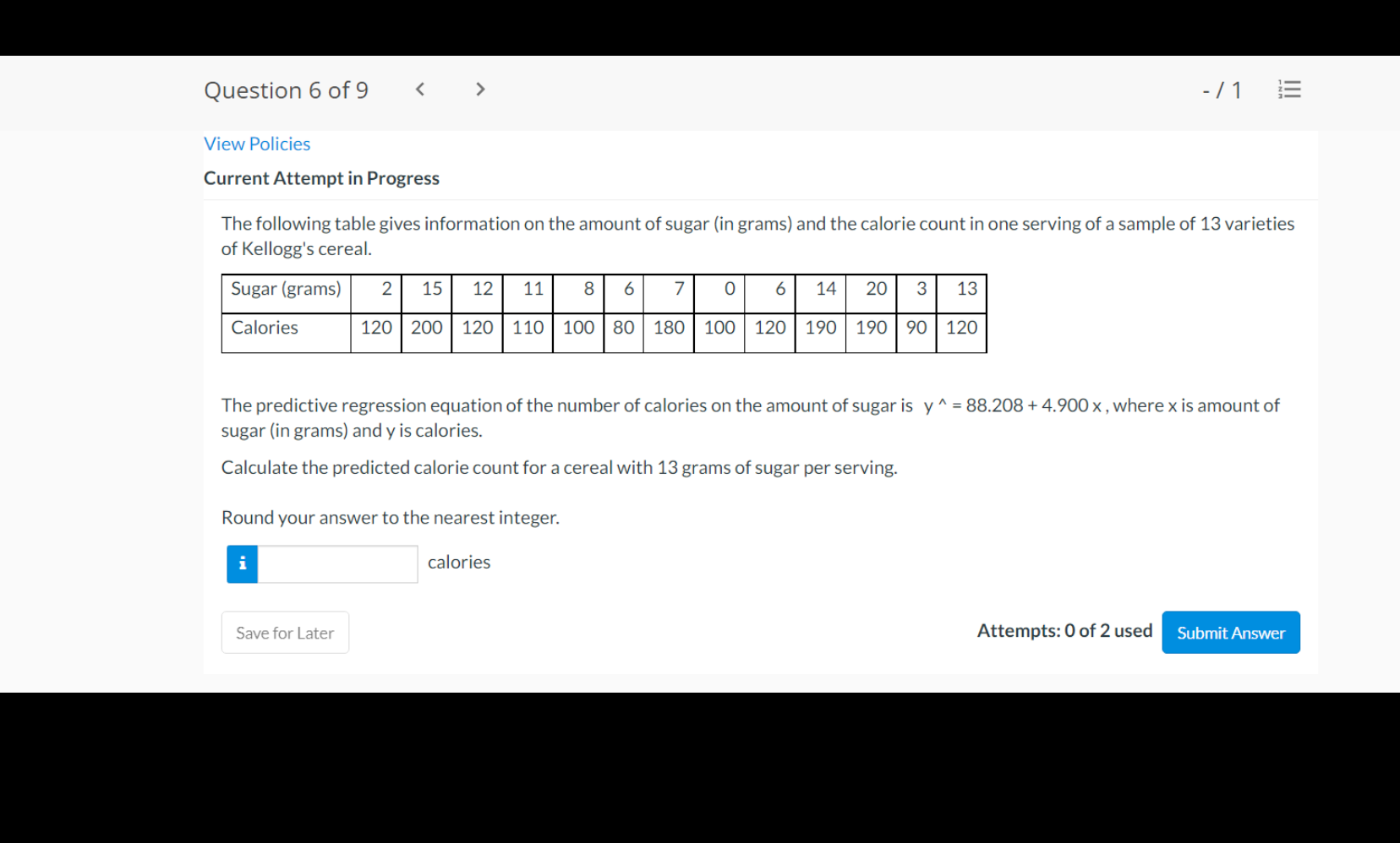 Solved Question 6 of 9 - 71 E View Policies Current | Chegg.com