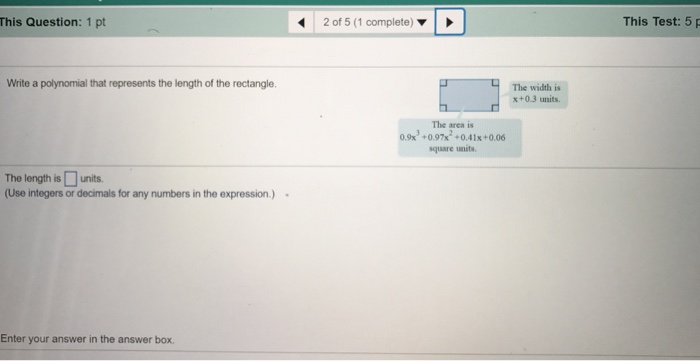 Solved Write a polynomial that represents the length of the | Chegg.com