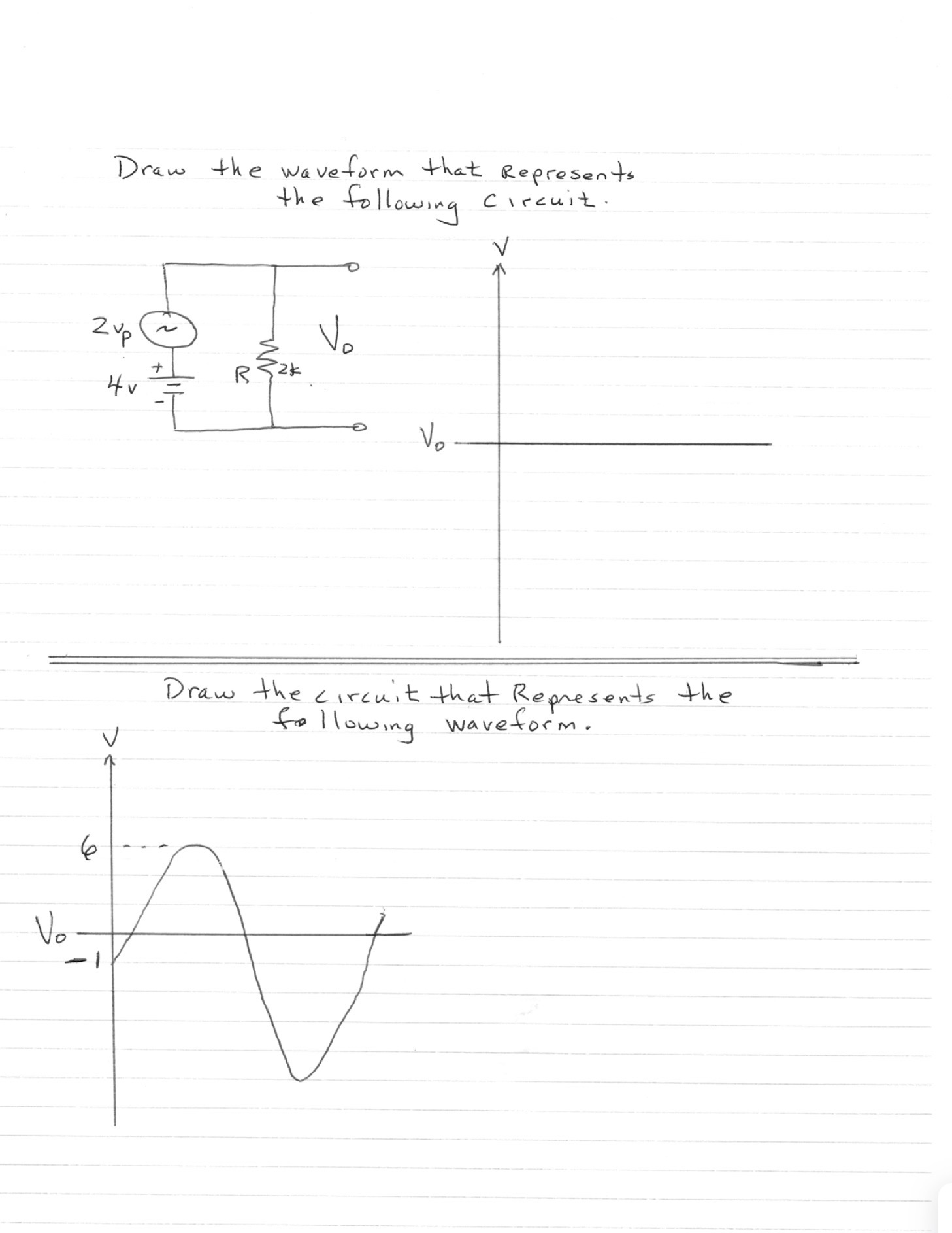 Draw the waveform that Represents the following | Chegg.com
