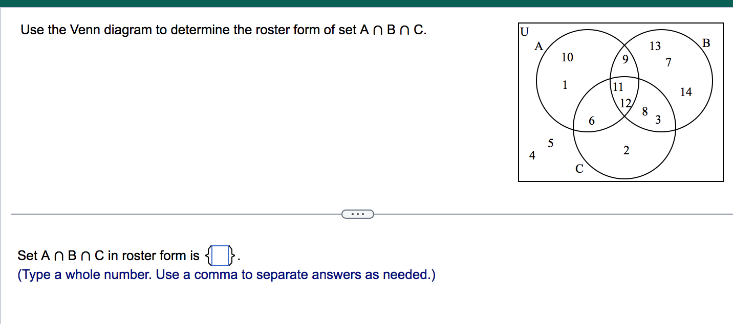 Solved Use the Venn diagram to determine the roster form of | Chegg.com