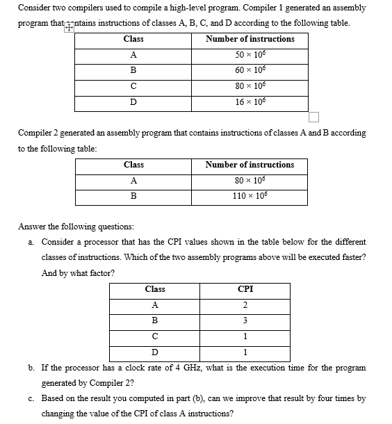 Solved Consider two compilers used to compile a high-level | Chegg.com