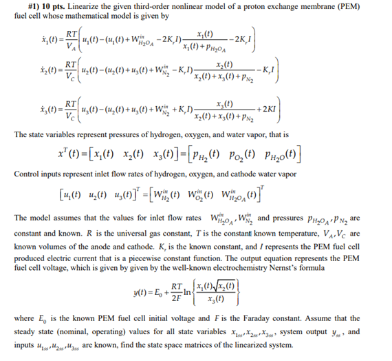 Solved Linearize the given third-order nonlinear model of a | Chegg.com