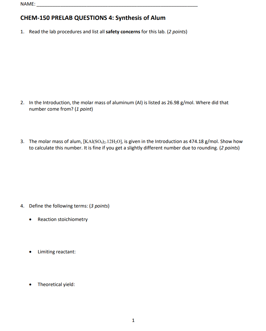 Solved 1. Read the lab procedures and list all safety | Chegg.com