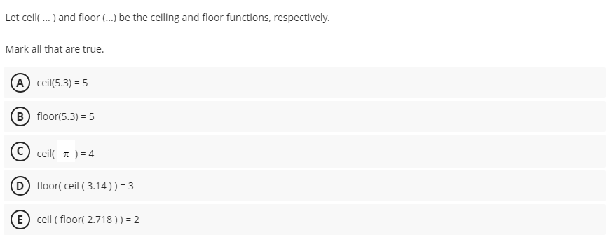 Solved Let ceil( ... ) and floor (...) be the ceiling and | Chegg.com