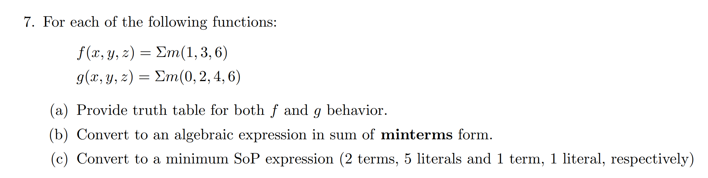 Solved 7. For each of the following functions: | Chegg.com