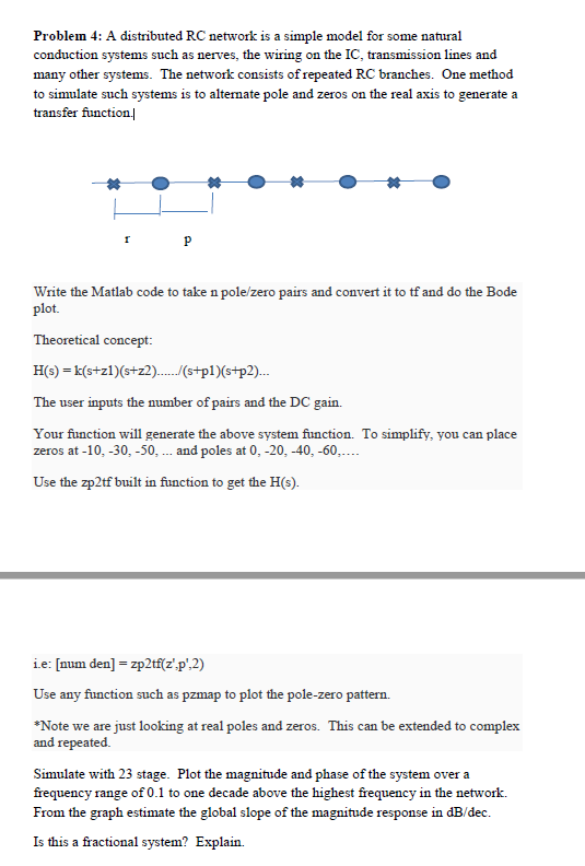 Solved Problem 4: A distributed RC network is a simple model | Chegg.com