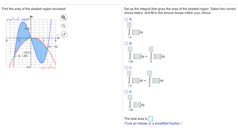 Solved Find the area of the shaded region enclosed. Set up | Chegg.com