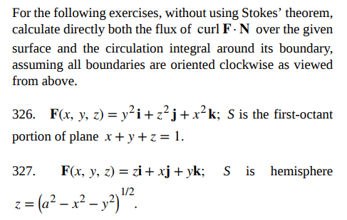 For the following exercises, without using Stokes' | Chegg.com