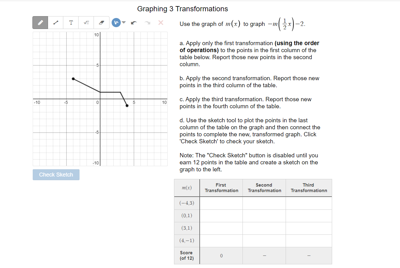 Solved Graphing 3 Transformations Use the graph of m(x) to | Chegg.com