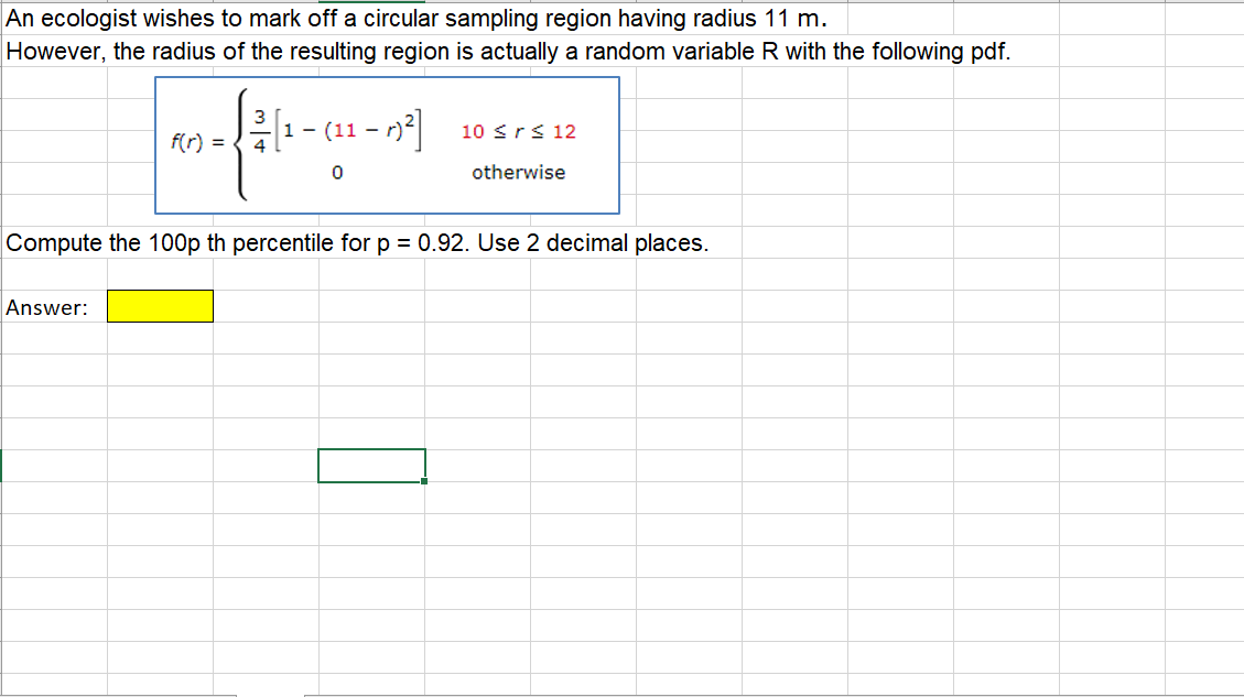 Solved An ecologist wishes to mark off a circular sampling | Chegg.com