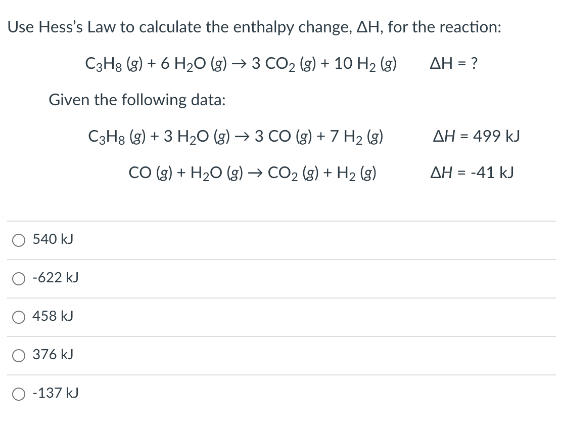 Solved Use Hess's Law to calculate the enthalpy change, AH, | Chegg.com
