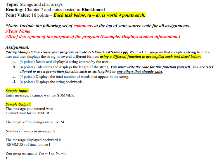 Solved Reading: Chapter 7 and notes posted in Blackboard | Chegg.com