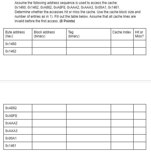 Solved 1) Consider a 16-bit processor with a directly mapped | Chegg.com