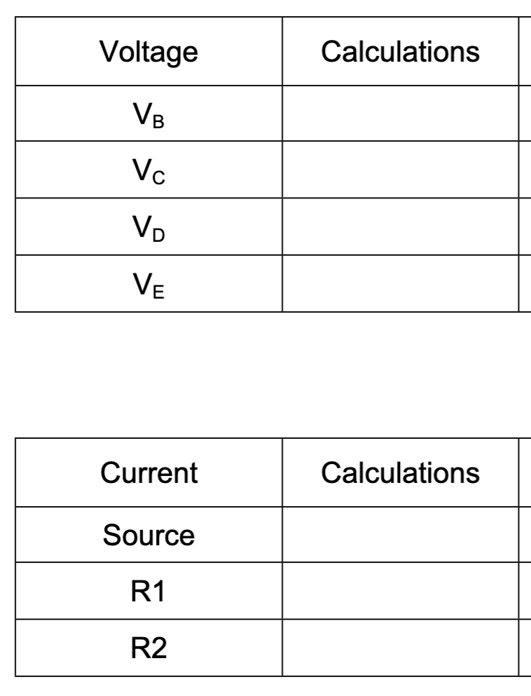 Solved \begin{tabular}{|c|l|} \hline Voltage & Calculations | Chegg.com
