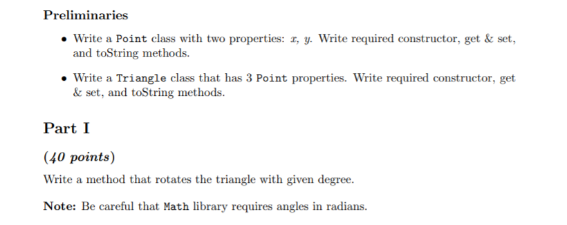 Solved Preliminaries • Write a Point class with two | Chegg.com