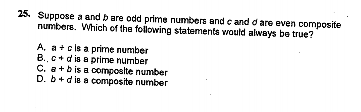 Solved 25. Suppose a and b are odd prime numbers and c and d | Chegg.com