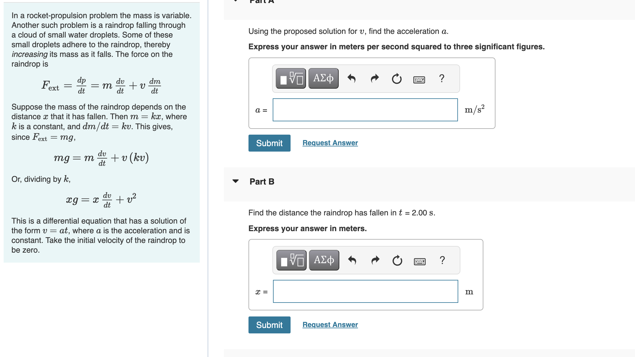 Solved In a rocket-propulsion problem the mass is variable. | Chegg.com