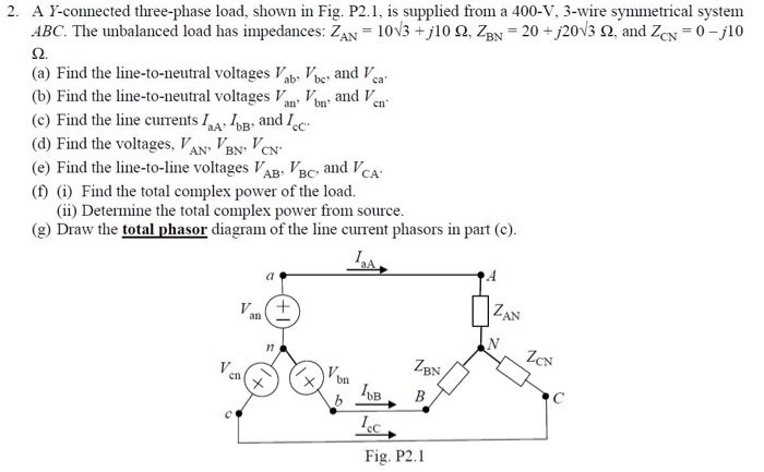 Solved 2. A Y-connected three-phase load, shown in Fig. | Chegg.com