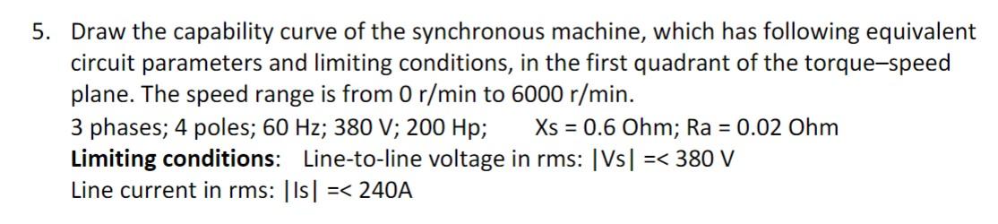 Solved 5. Draw the capability curve of the synchronous | Chegg.com