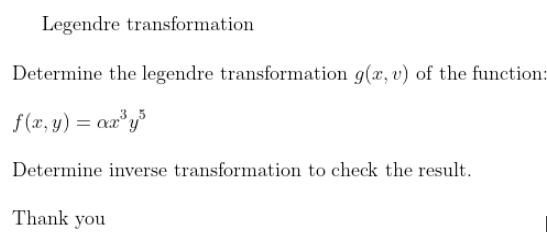Solved Legendre transformation. Determine the legendre | Chegg.com