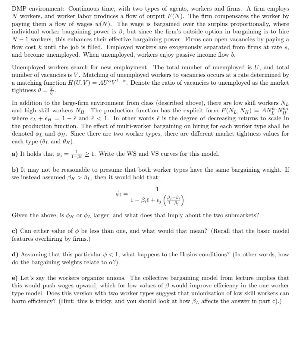 Solved DMP environment: Continuous time, with two types of | Chegg.com