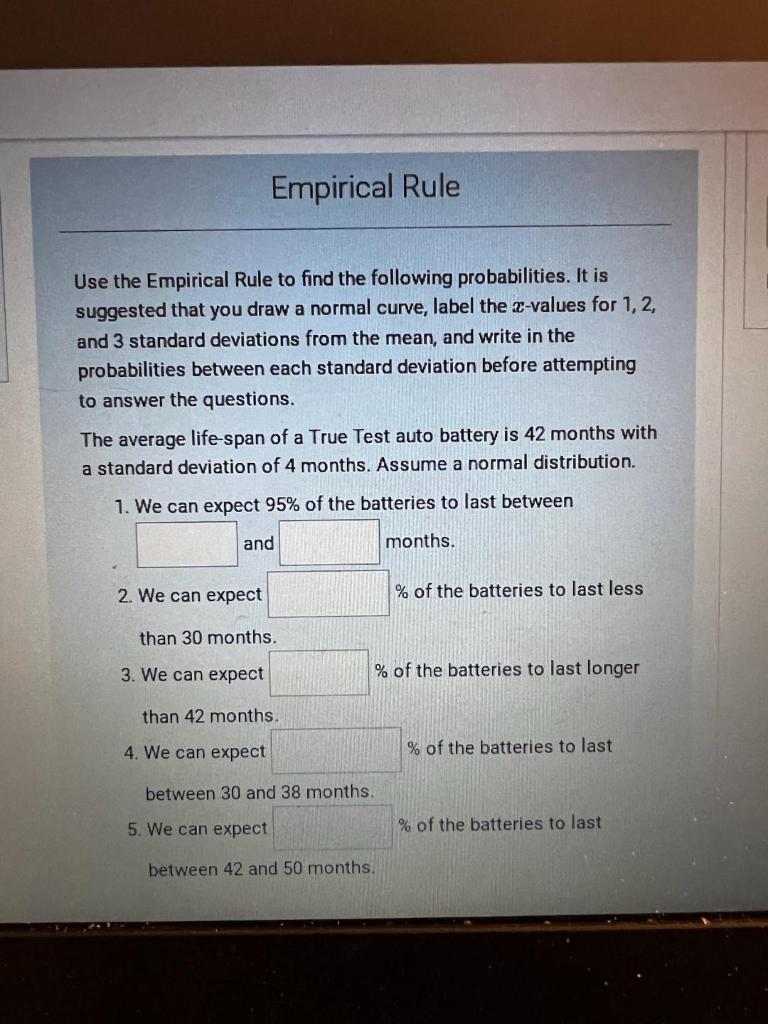 Solved Use the Empirical Rule to find the following | Chegg.com