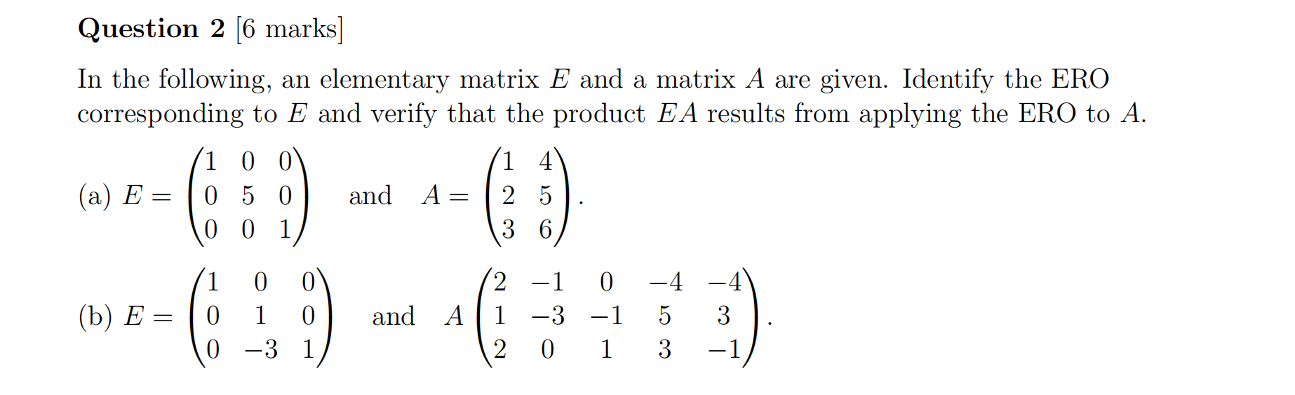 Solved Question 2 (6 marks In the following, an elementary | Chegg.com