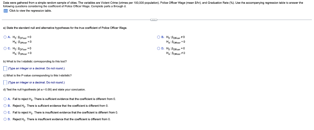 Solved Х Regression Table Dependent variable is: Violent | Chegg.com