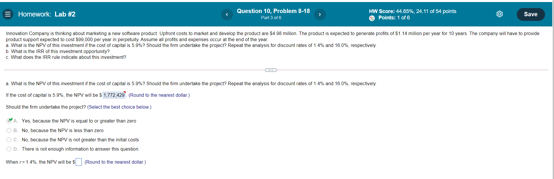 Solved = Homework: Lab #2 Question 10, Problem 8-18 Part 3 | Chegg.com