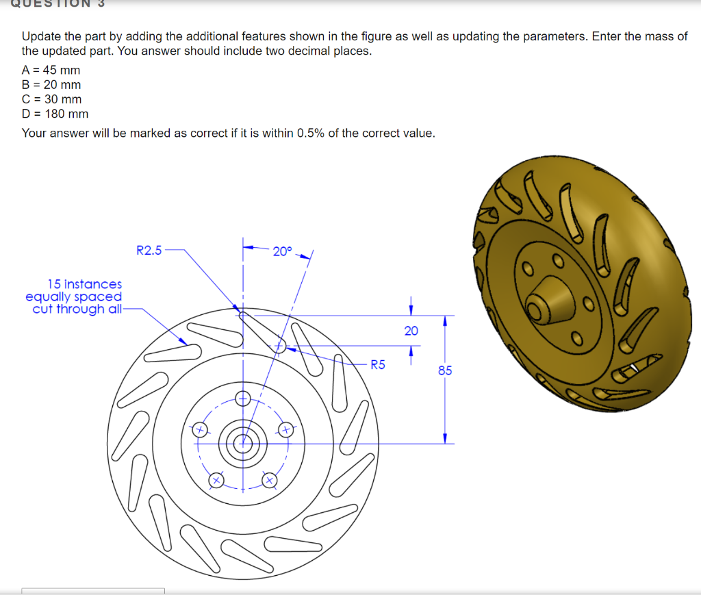 Solved QUESTION 1 Create the part shown in the diagram | Chegg.com