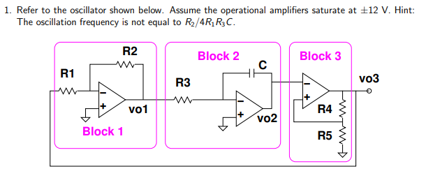 Solved 1. Refer to the oscillator shown below. Assume the | Chegg.com