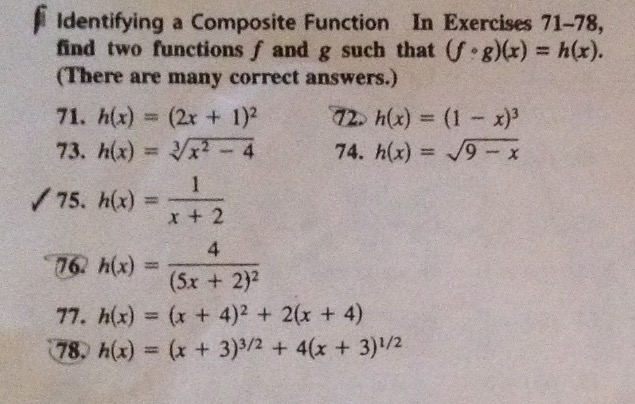 Solved Identifying a Composite Function In Exercises 71-78, | Chegg.com