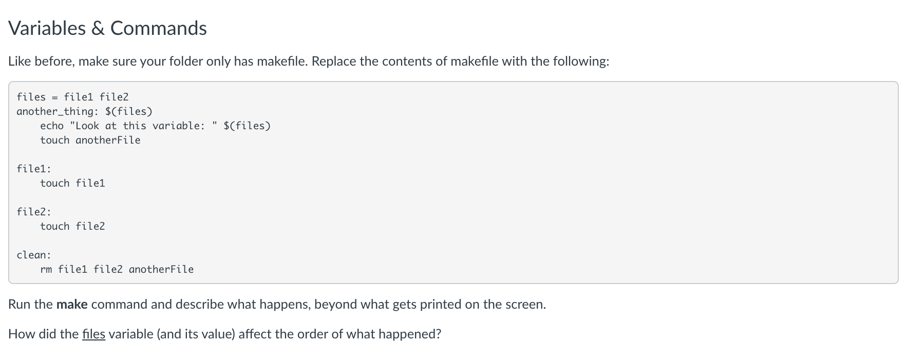 Solved Variables & Commands Like before, make sure your | Chegg.com