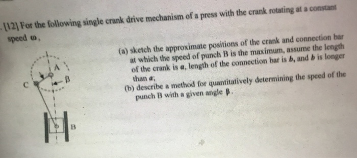 Solved 1121 For the following single crank drive mechanism | Chegg.com