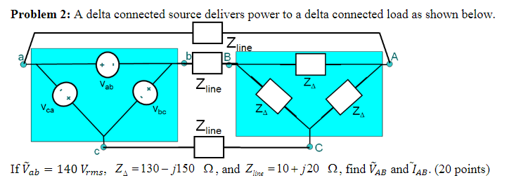 Solved Problem 2: A delta connected source delivers power to | Chegg.com