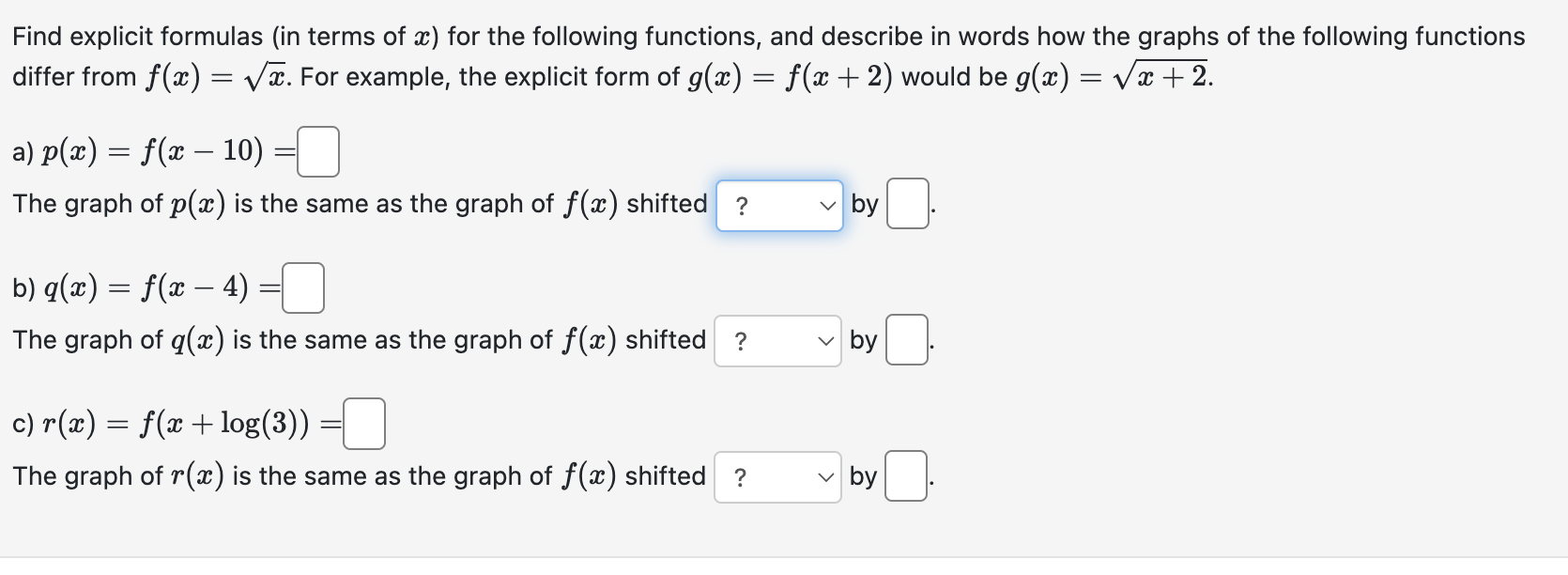 Solved Find explicit formulas (in terms of x ) for the | Chegg.com