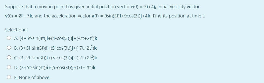 Solved Suppose that a moving point has given initial | Chegg.com